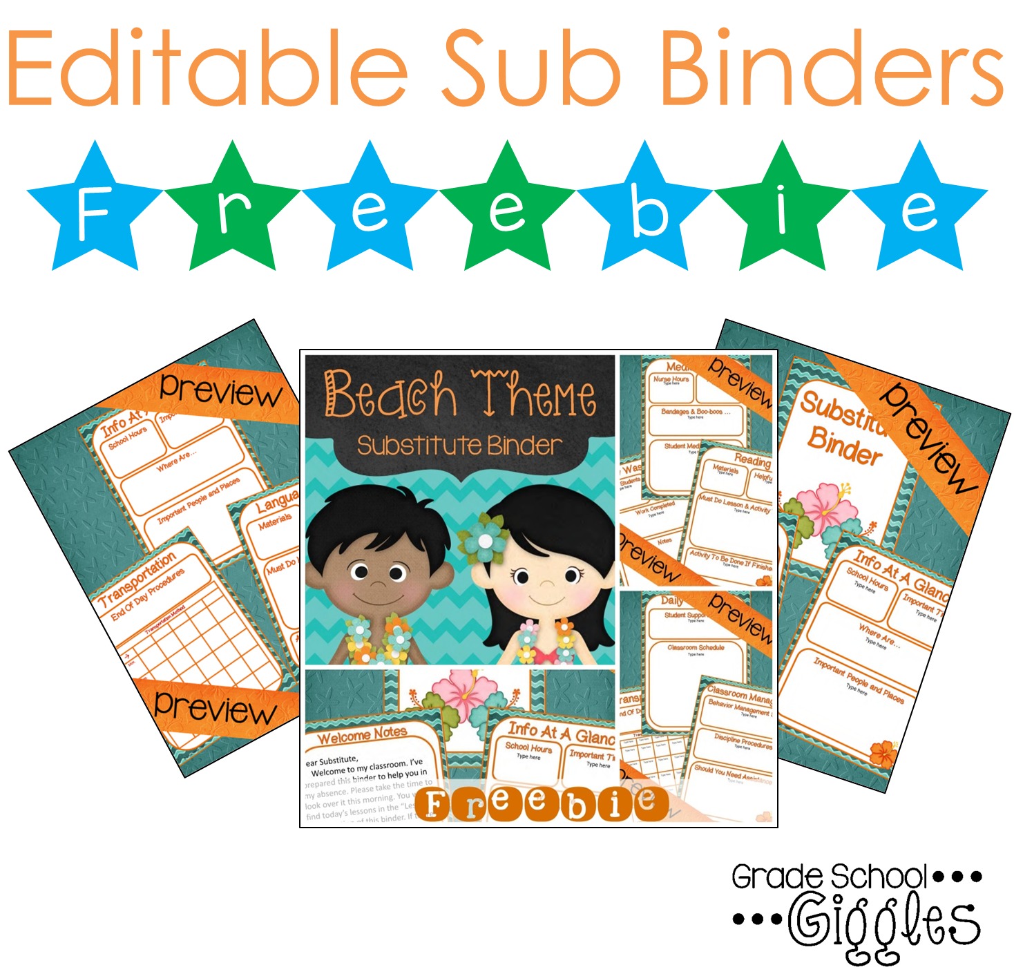 Free Editable Substitute Binder - Grade School Giggles Free Editable Substitute Binder - Grade School Giggles