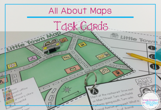 69B Map Skills Task Cards - Grade School Giggles