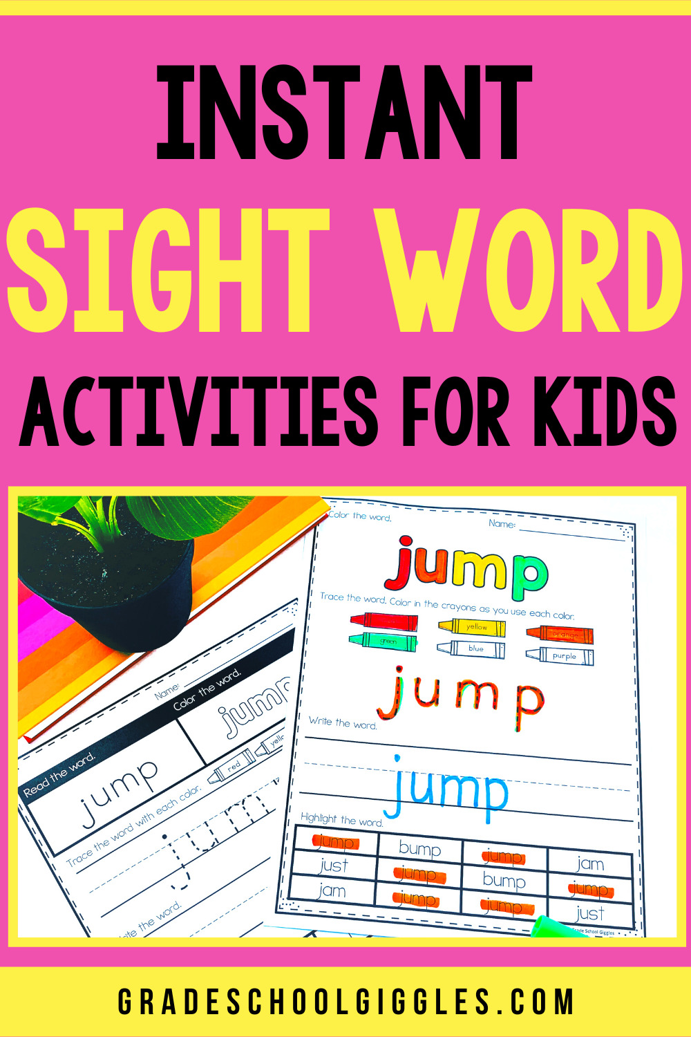 The Easiest Way To Create Sight Word Printables - Grade School Giggles