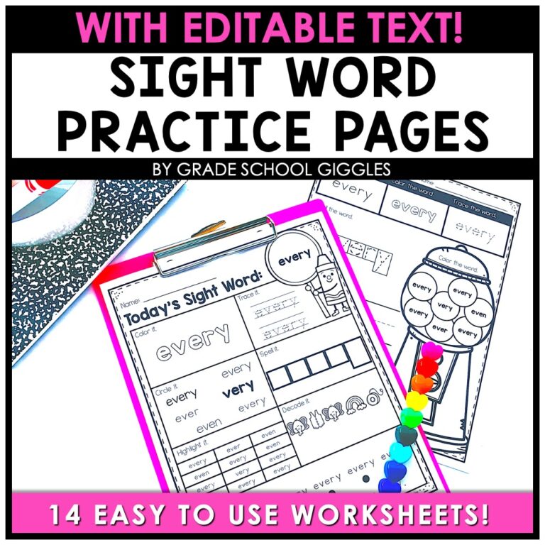 The Easiest Way To Create Sight Word Printables - Grade School Giggles