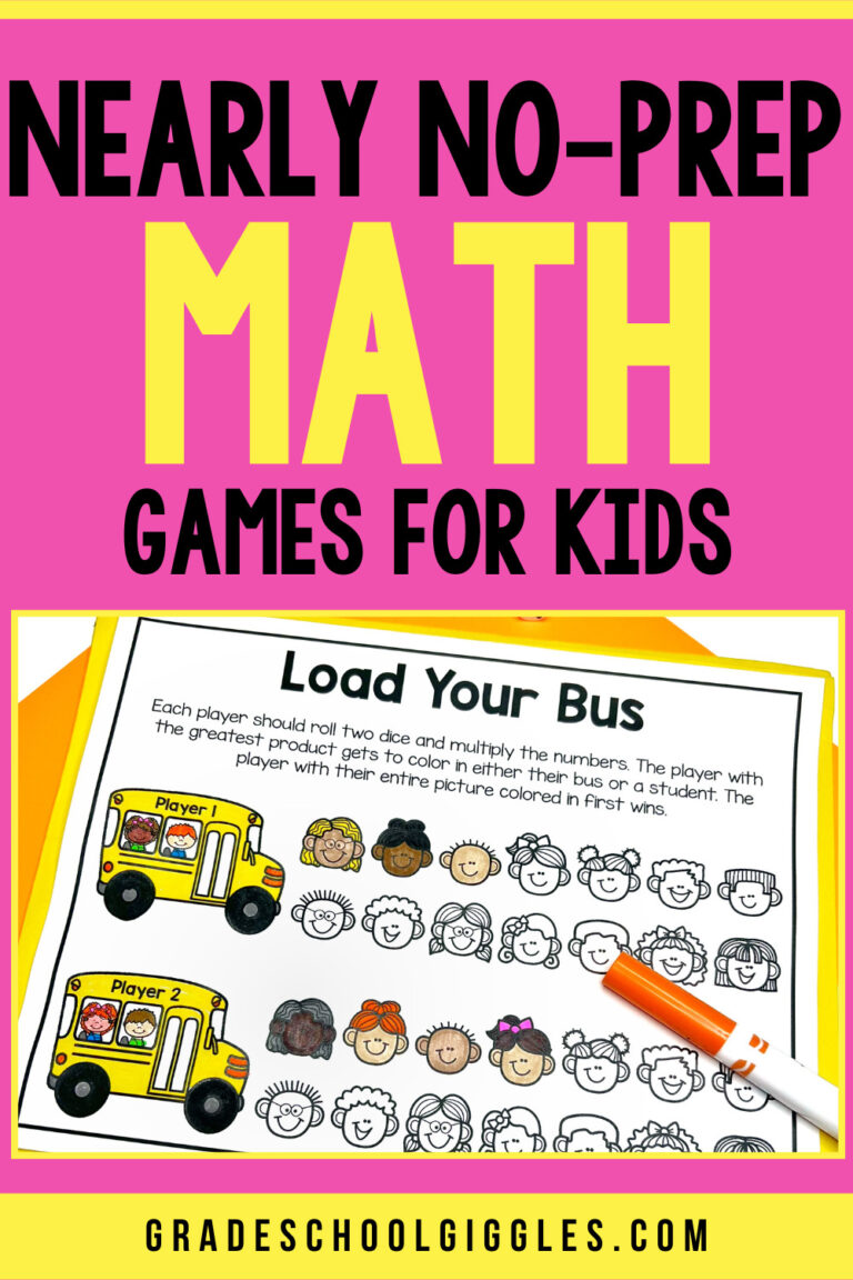 No-Prep Math Games For Kids - Grade School Giggles
